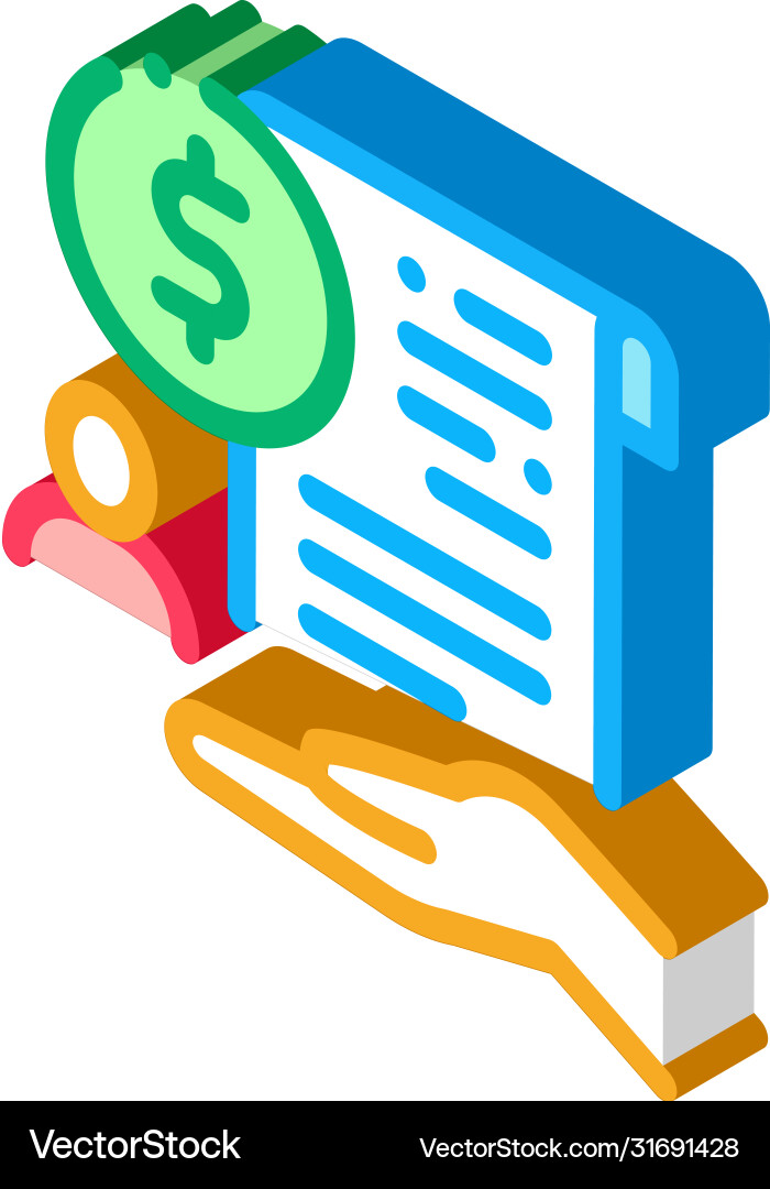 Cash purchase agreement isometric icon Royalty Free Vector