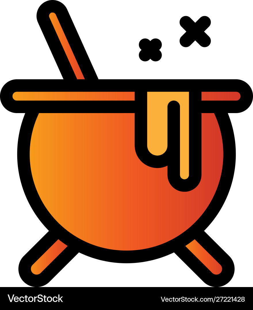 Cauldron filled line icon Royalty Free Vector Image