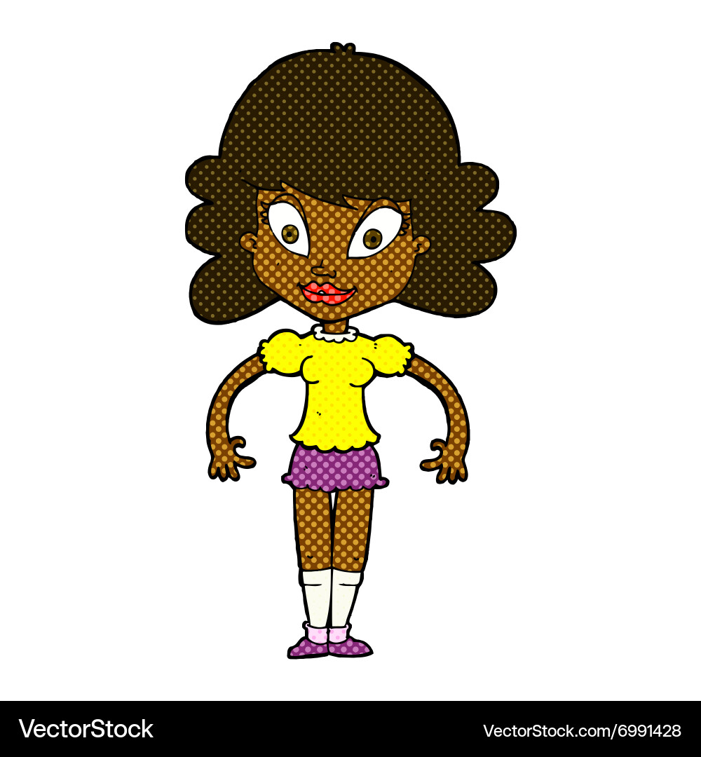Comic cartoon pretty woman Royalty Free Vector Image