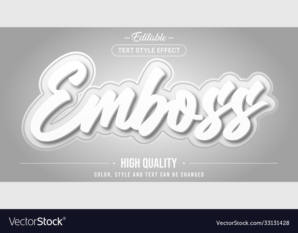 Editable text style effect - emboss theme style Vector Image