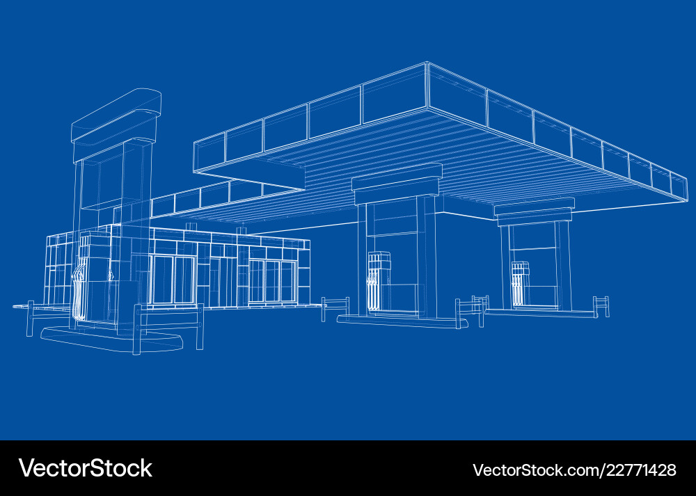 Gas station rendering of 3d Royalty Free Vector Image