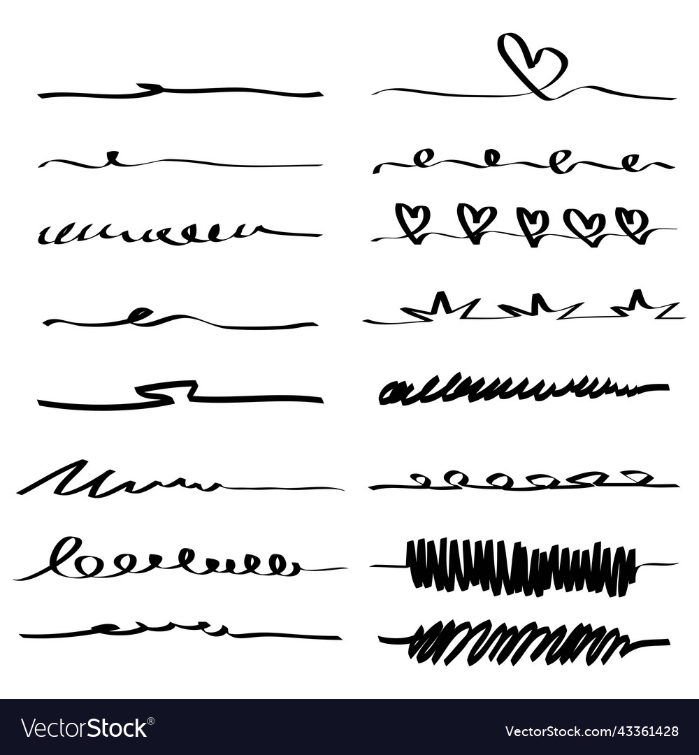 Hand drawn set of border underline curly Vector Image Hand drawn set of border underline curly Vector Image