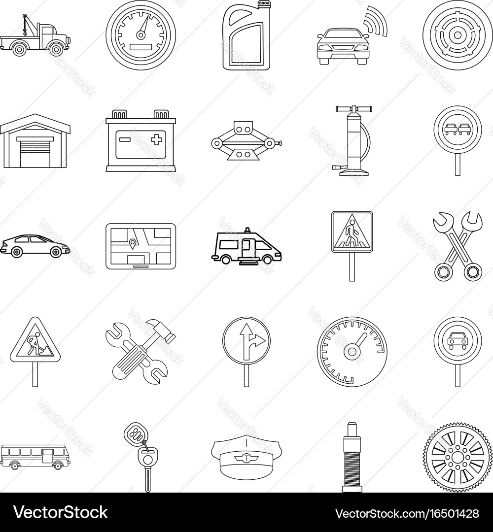 Instrument icons set outline style Royalty Free Vector Image