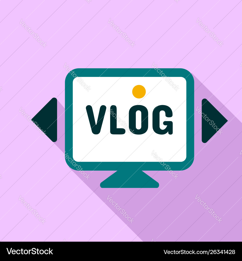 Monitor vlog logo flat style Royalty Free Vector Image