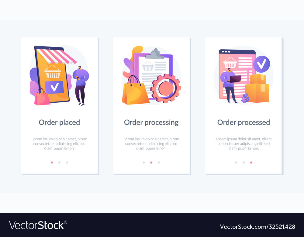 Order status app interface template Royalty Free Vector