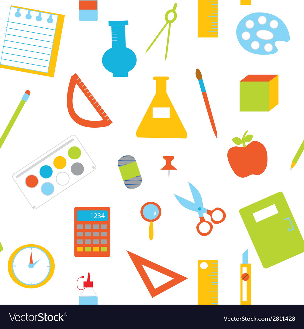 Seamless pattern with school items Royalty Free Vector Image