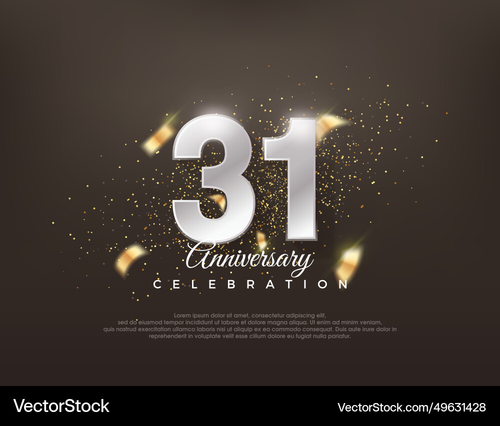 Silver metallic number 31st luxurious and elegant Vector Image