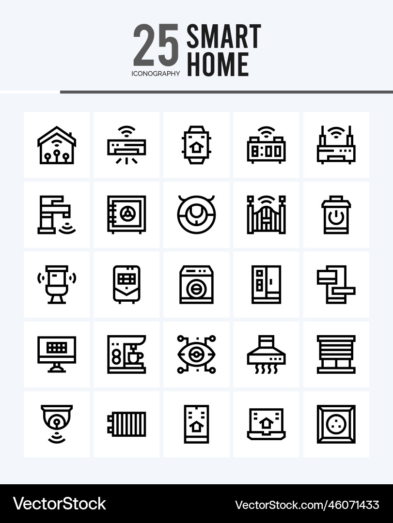 25 smart home outline icons pack Royalty Free Vector Image