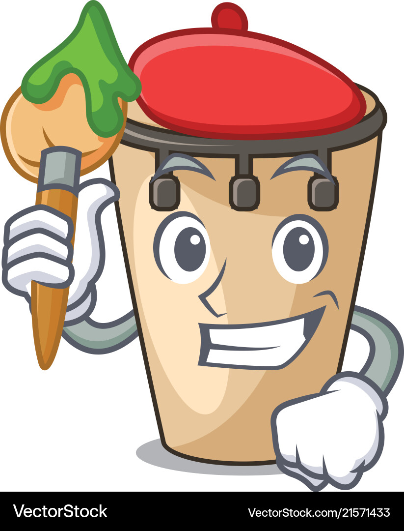 Artist conga character cartoon style Royalty Free Vector