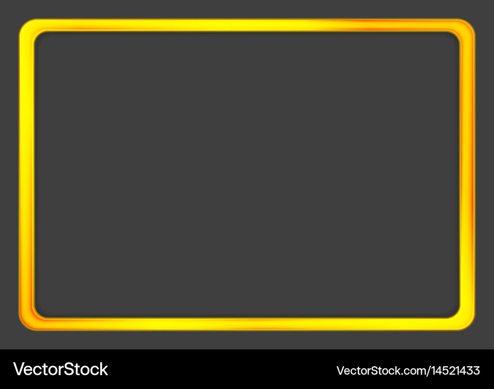 Bright orange golden neon frame on dark background