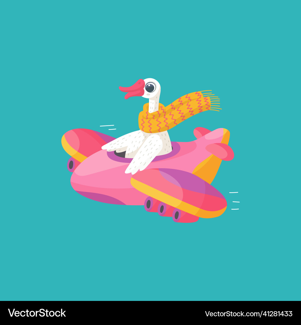 Childish deer on airplane animal pilot operating Vector Image