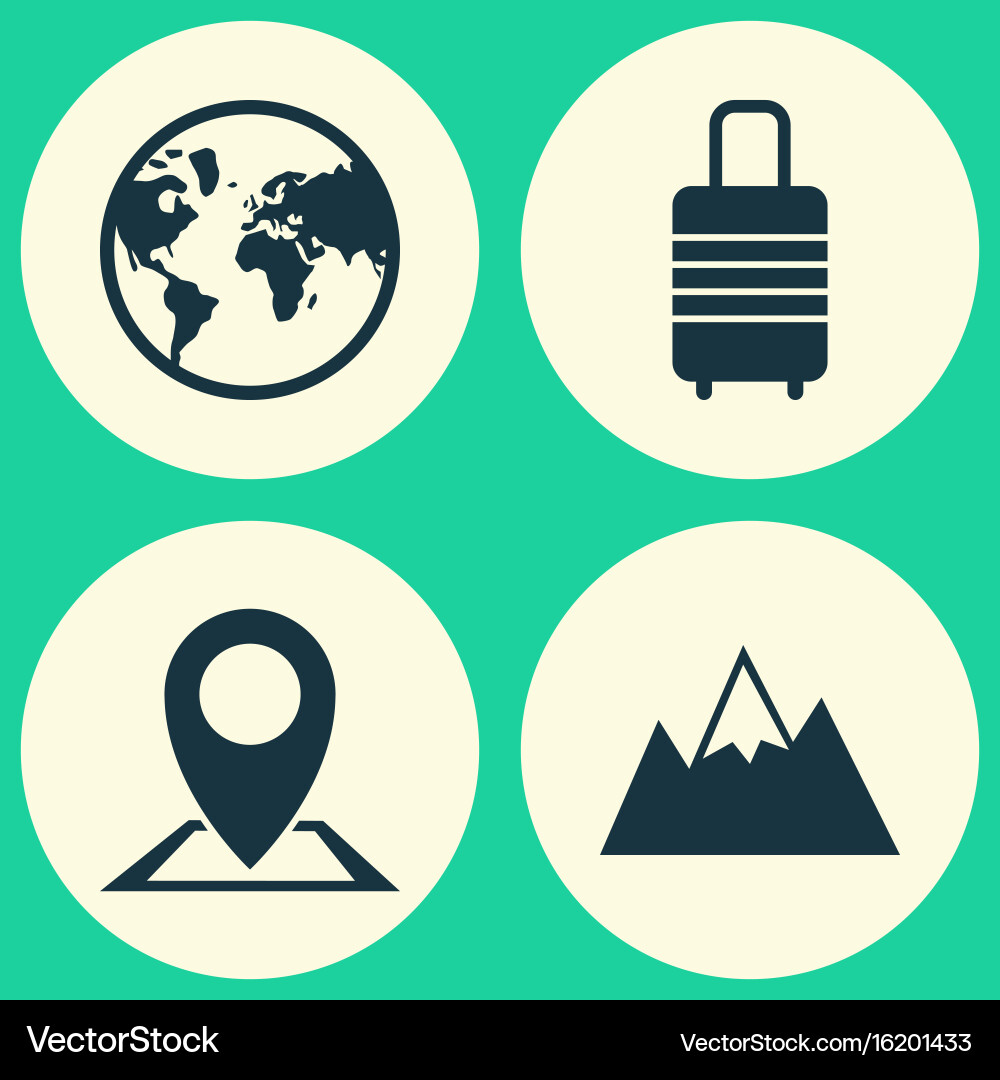 Exploration icons set collection of mount Vector Image