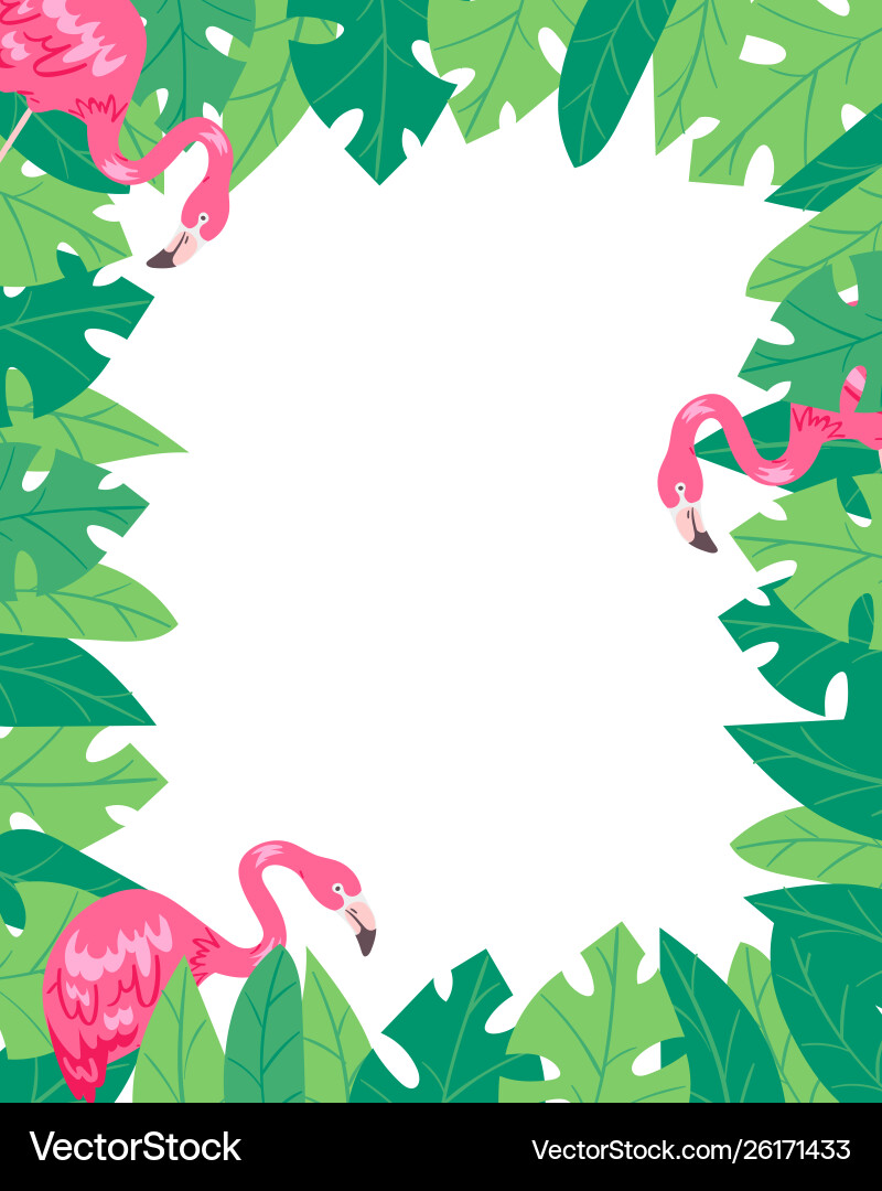 Flamingo vertical banner beach design jungle Vector Image