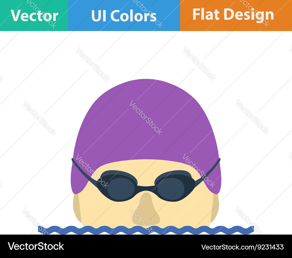 Flat design icon of swimming man Royalty Free Vector Image