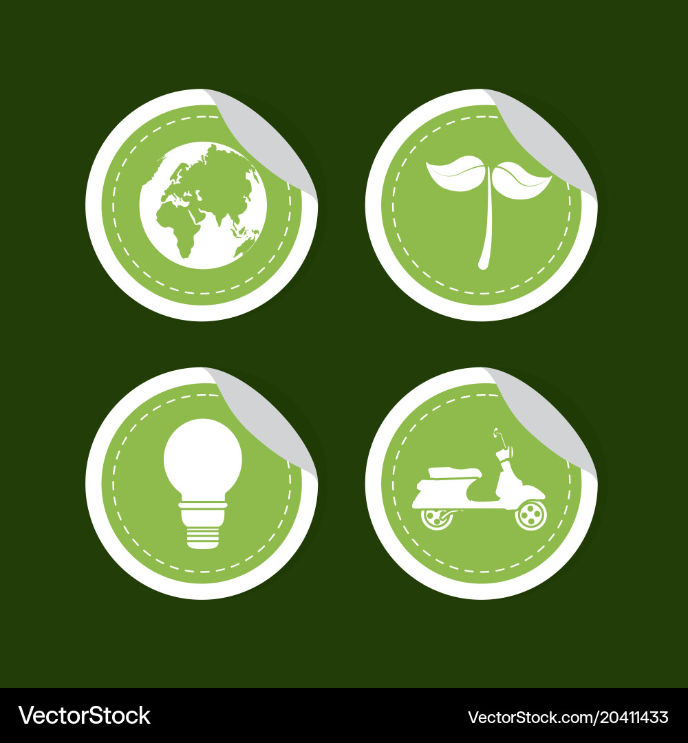 Green energy round stickers collection Royalty Free Vector