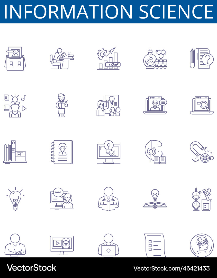 Information science line icons signs set design Vector Image