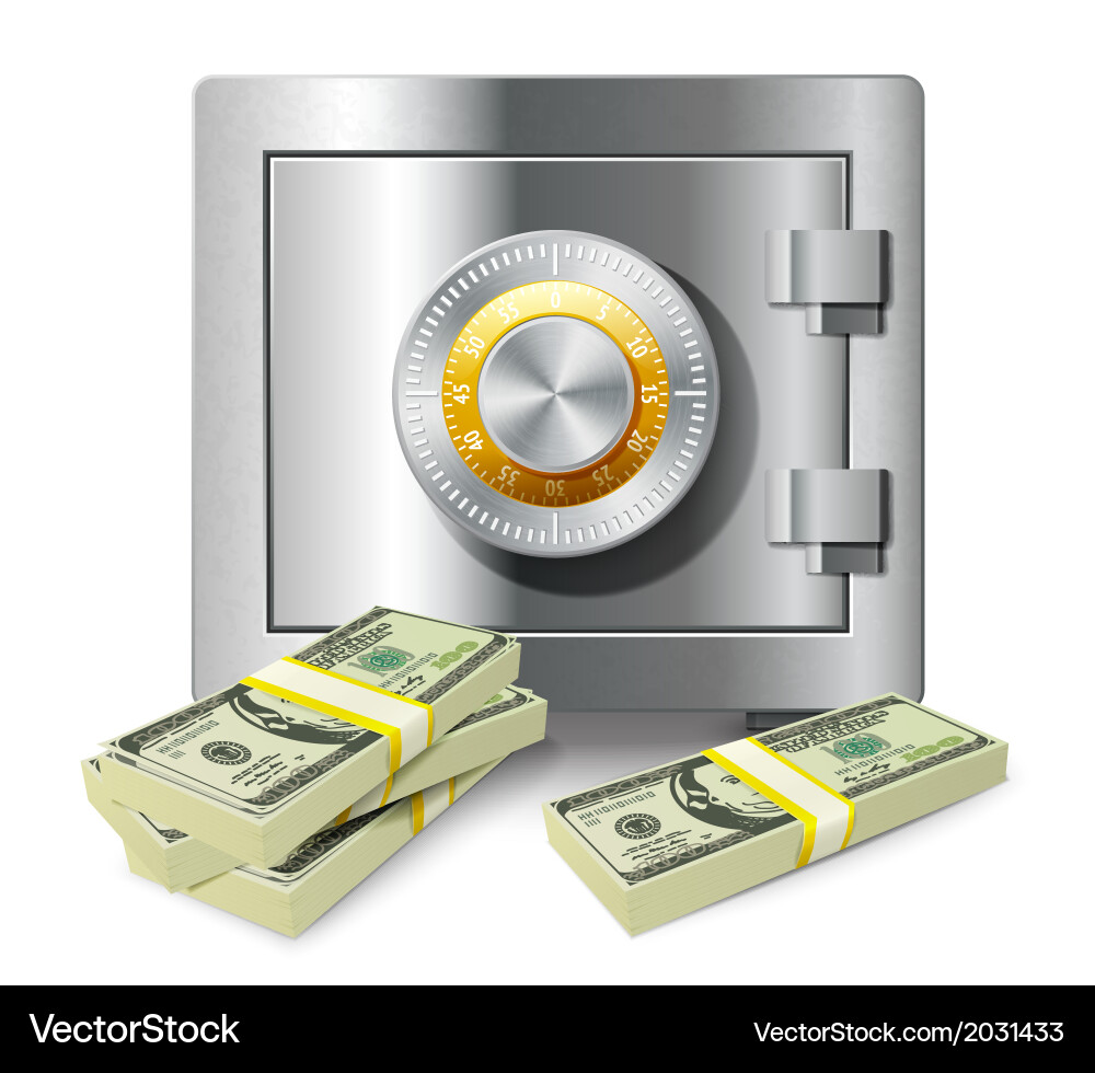 Money stack and safe concept Royalty Free Vector Image