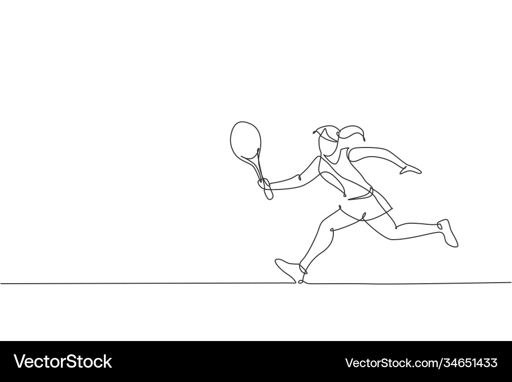 One continuous line drawing young happy woman Vector Image