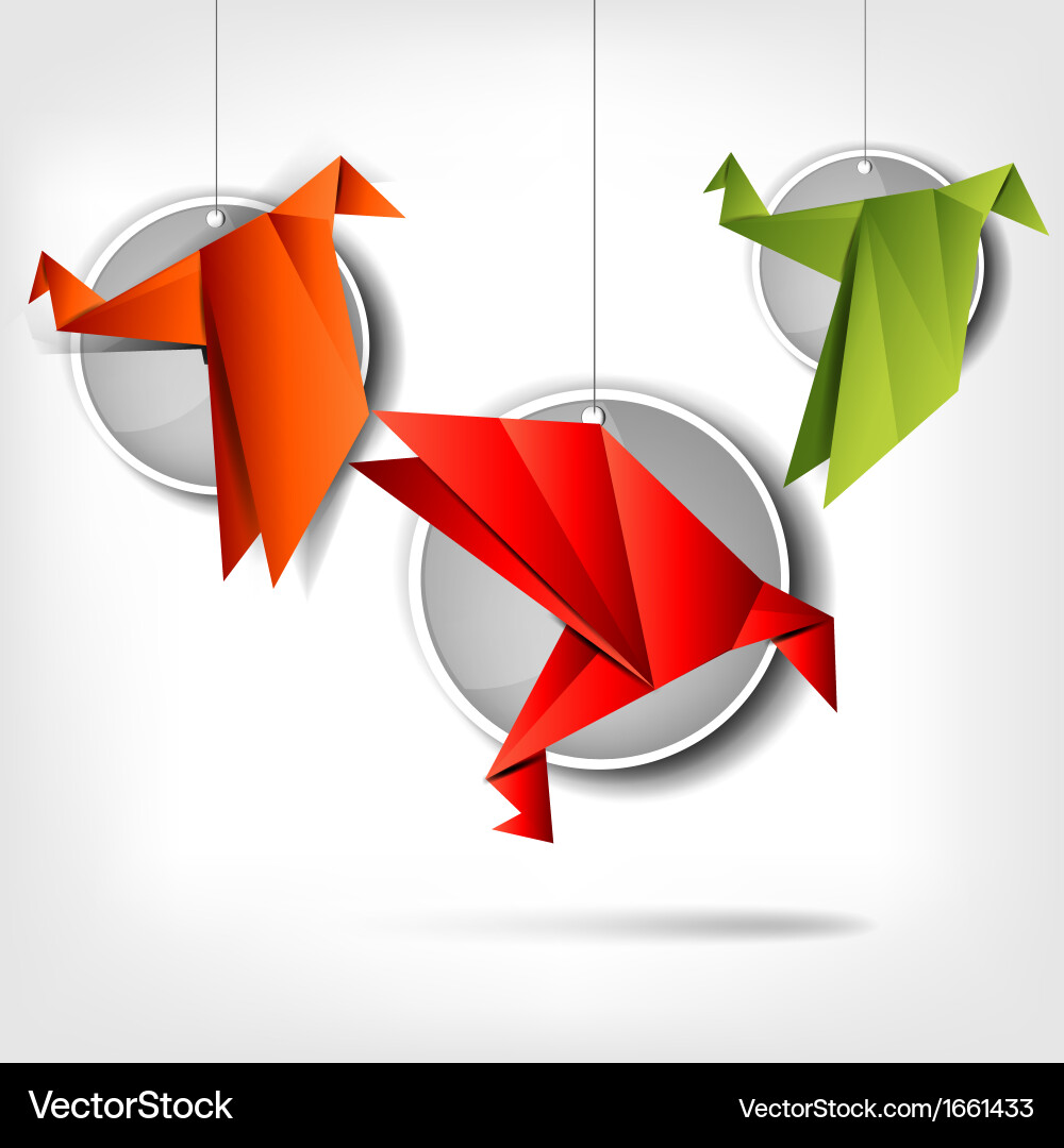 Origami paper bird on abstract background Vector Image