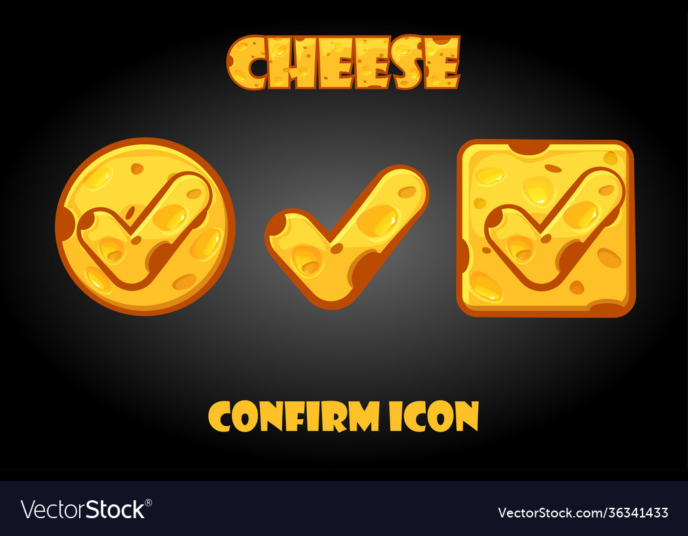 Set cheese confirm buttons for game Royalty Free Vector