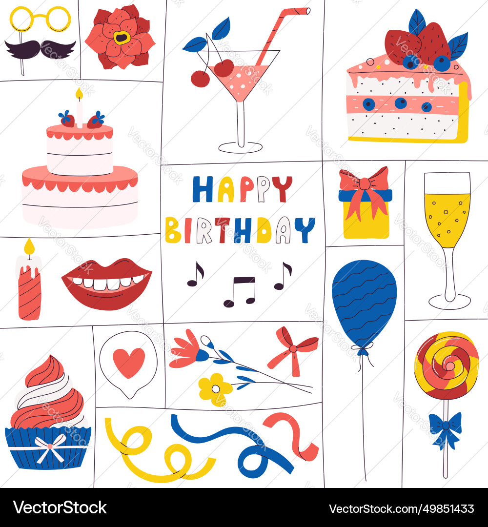 Square greeting card for birthday event template Vector Image