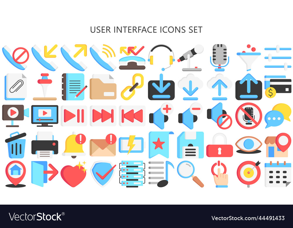 User interface multi color icons set Royalty Free Vector