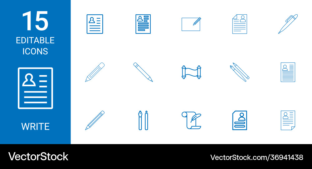 15 write icons Royalty Free Vector Image - VectorStock