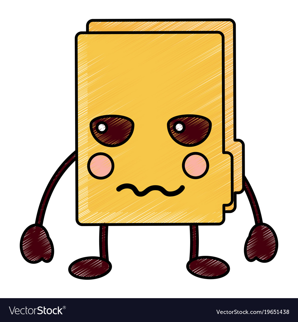 Angry file folder kawaii icon image Royalty Free Vector