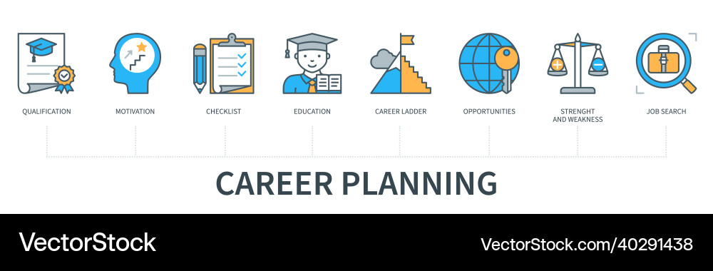 Career planning concept with icons qualification Vector Image