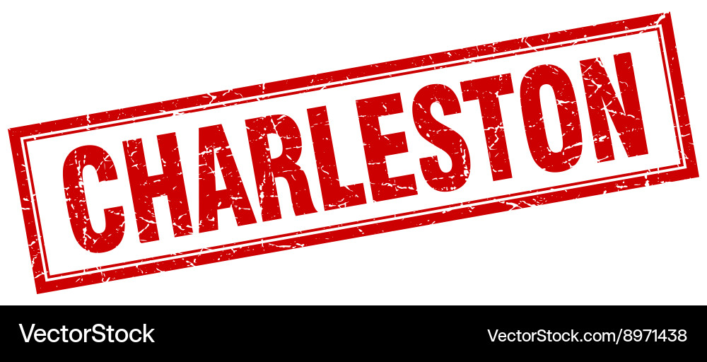 Charleston red square grunge stamp on white Vector Image