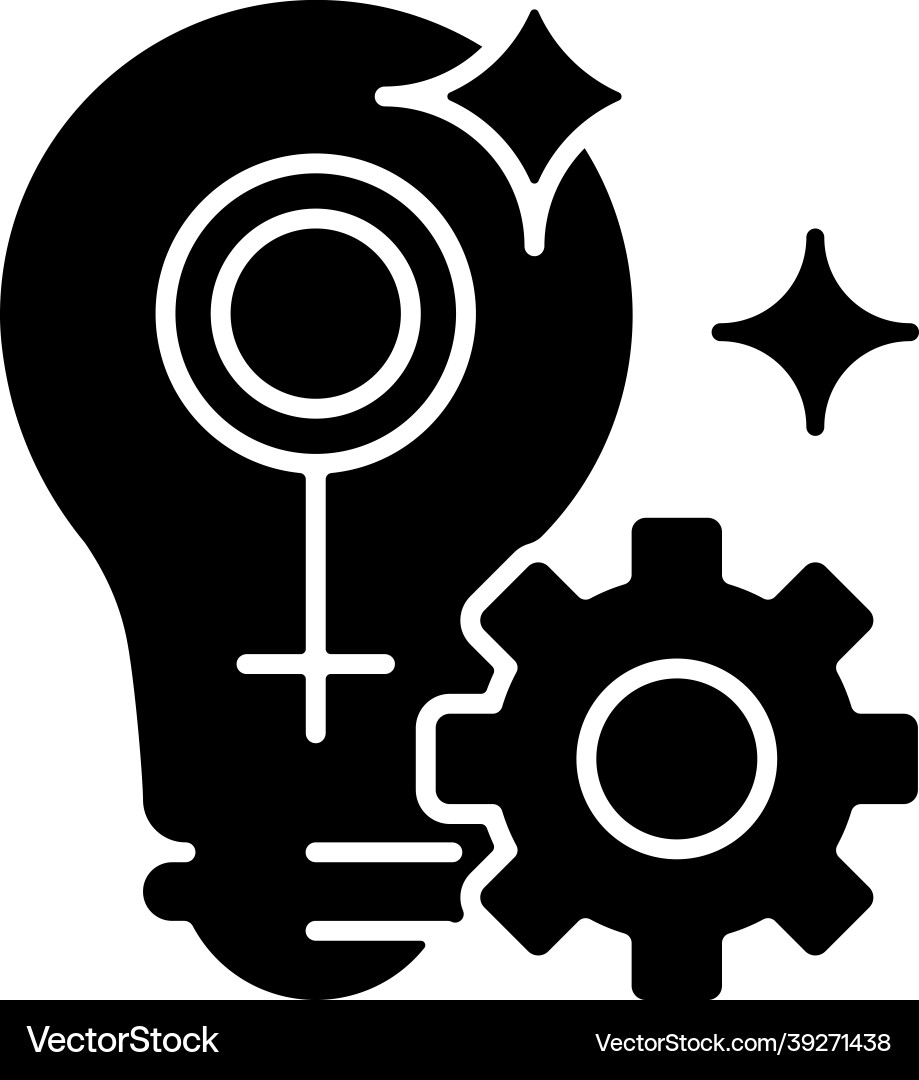 Fulfill female potential black glyph icon Vector Image