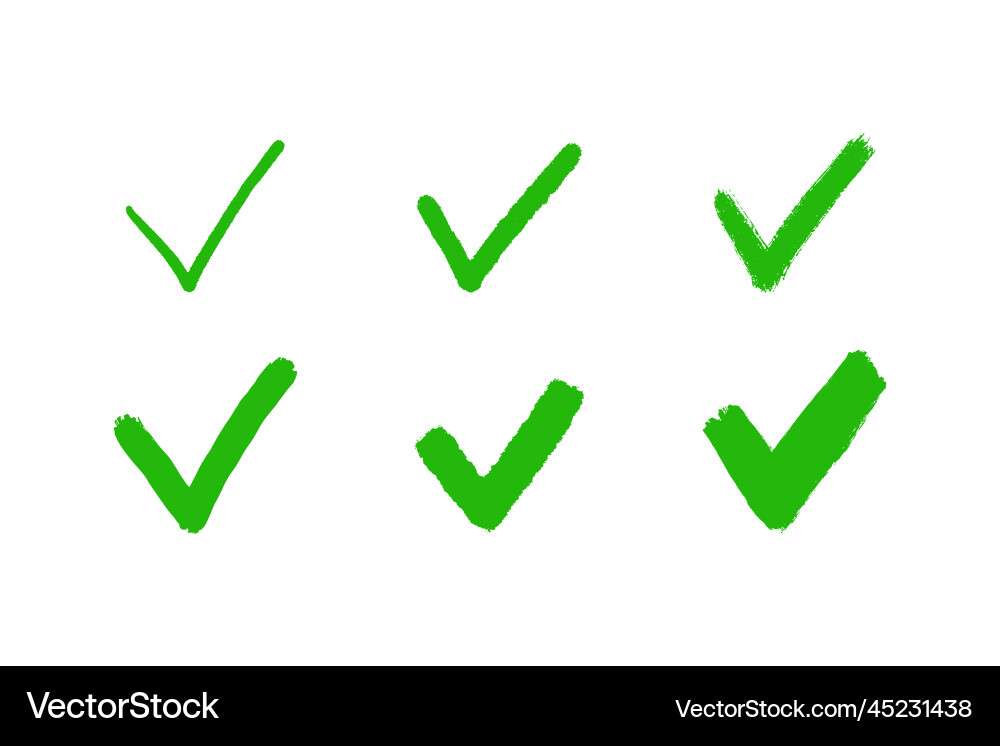 Grunge hand drawn tick check mark brush drawn Vector Image