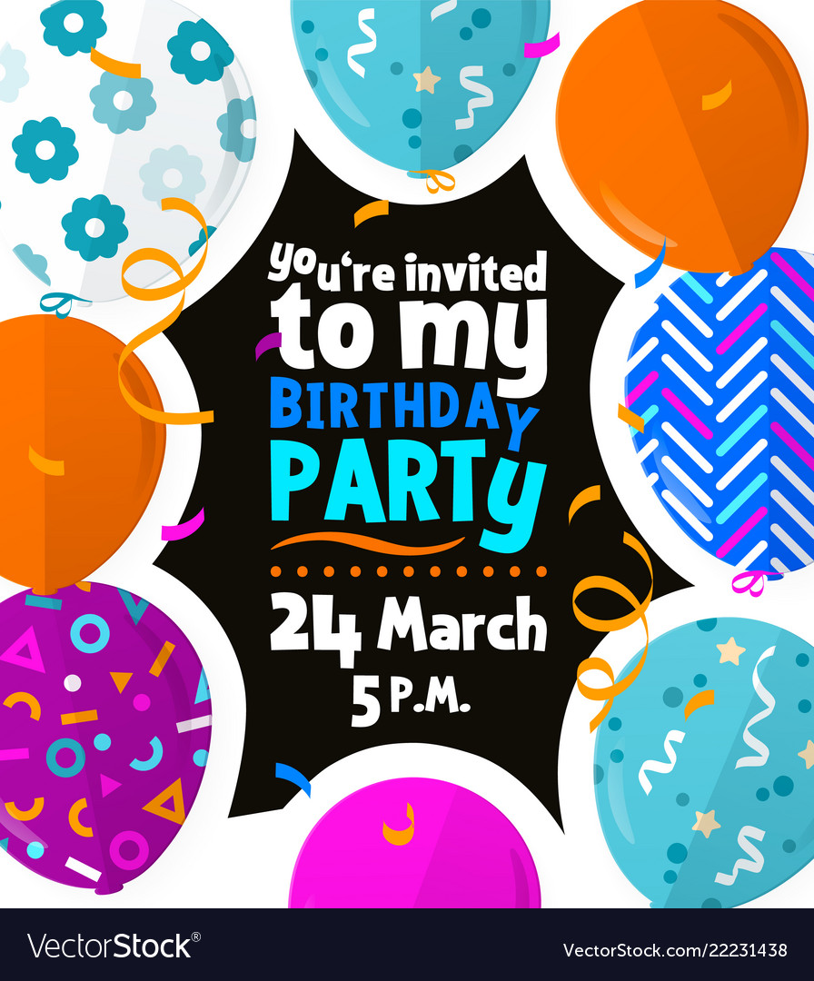 Happy birthday party card with colorful patterned Vector Image