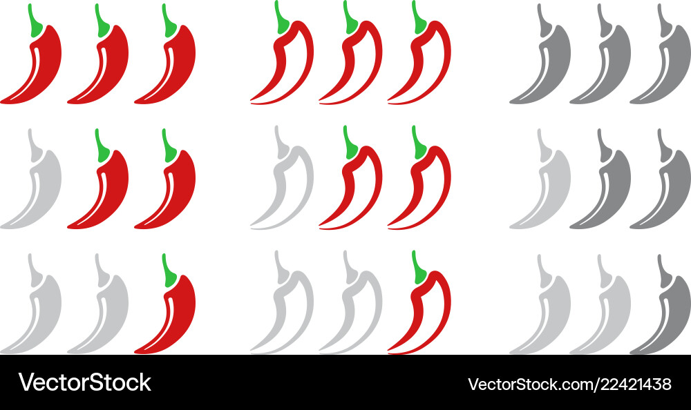 Hot red pepper strength scale set of indicator Vector Image