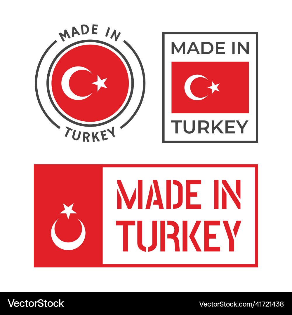 Made in turkey icon set product labels Royalty Free Vector