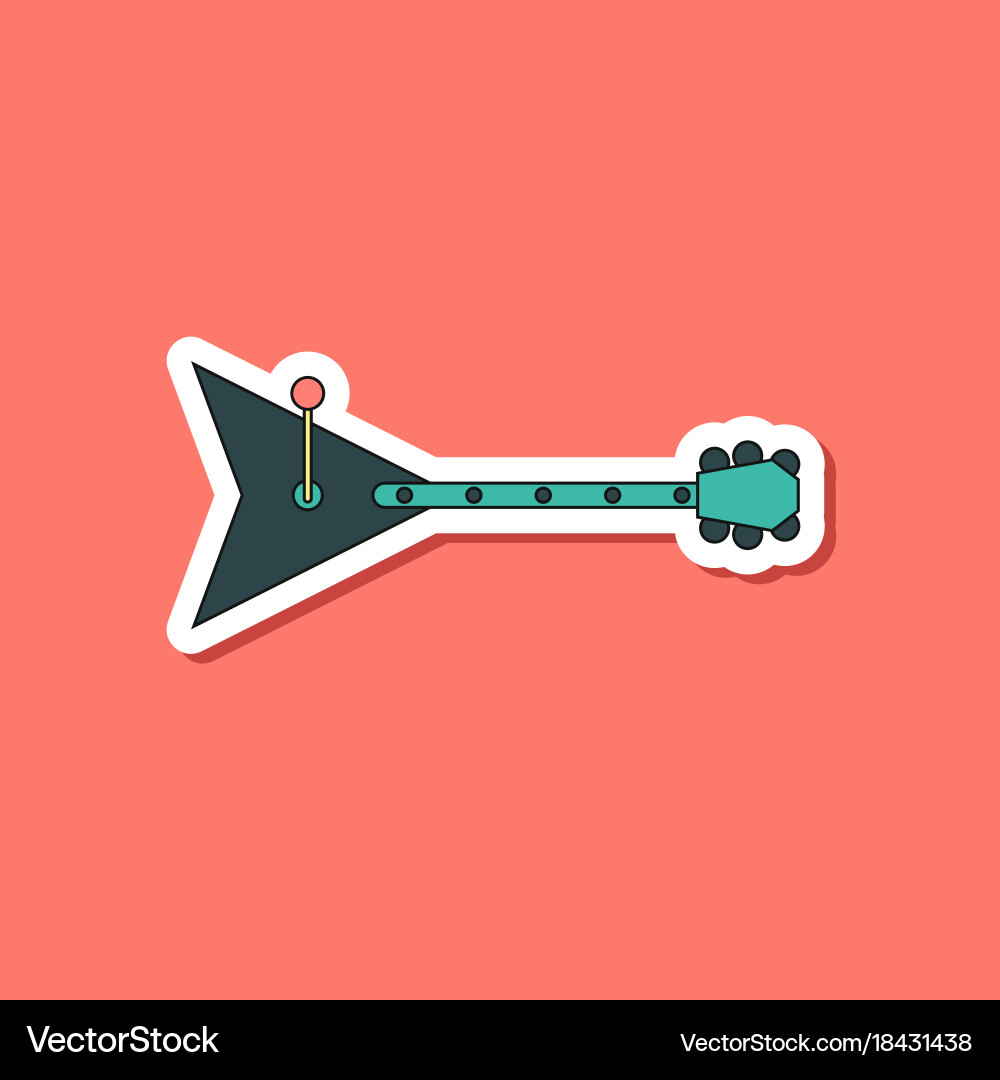 Paper sticker on stylish background guitar Vector Image