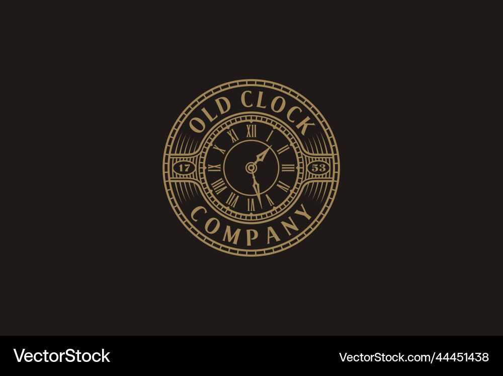 Vintage classic old clock antique steampunk logo Vector Image