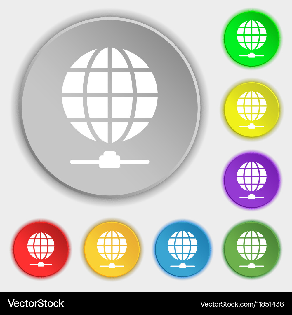 Website Icon sign Symbol on eight flat buttons Vector Image