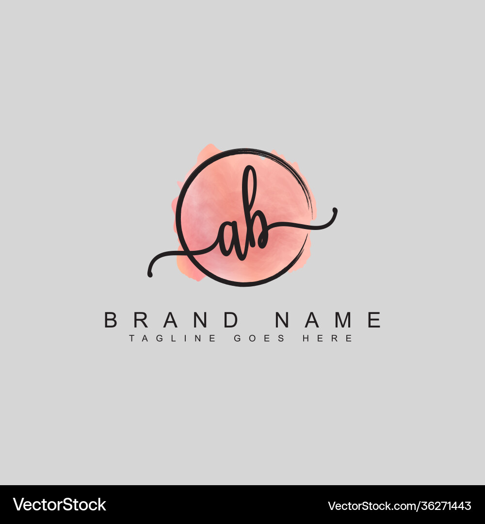 Ab handwritten initial letter logo - signature Vector Image