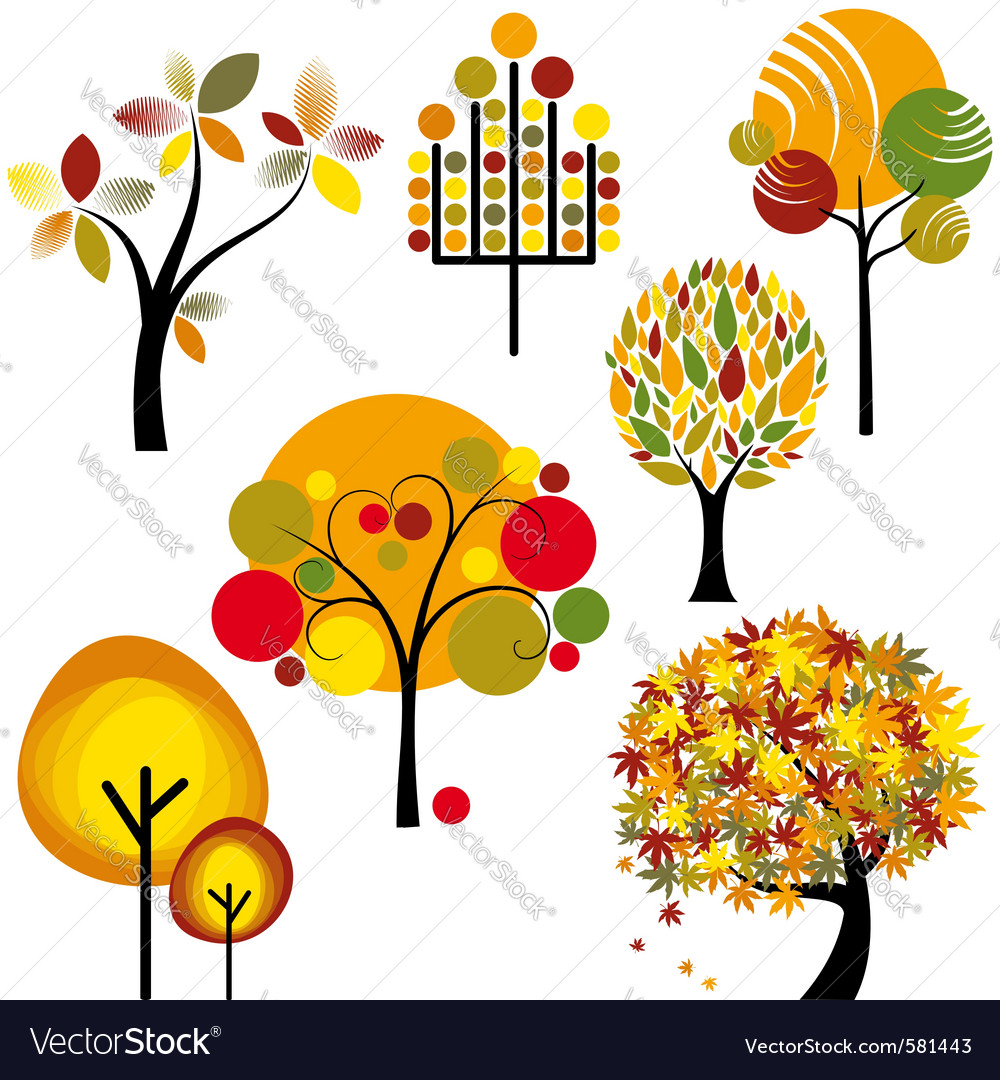 Abstract autumn trees Royalty Free Vector Image