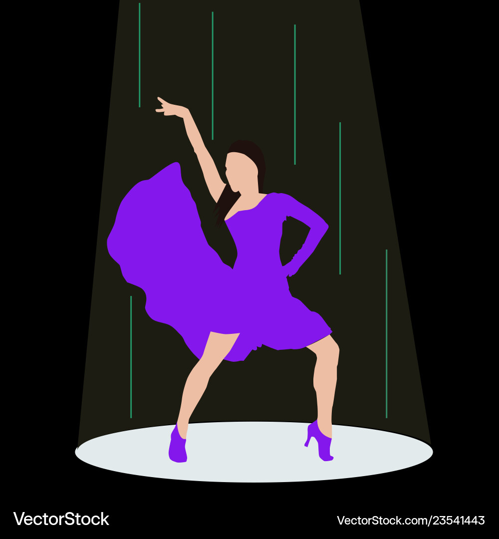 Beautiful woman dancing in Royalty Free Vector Image