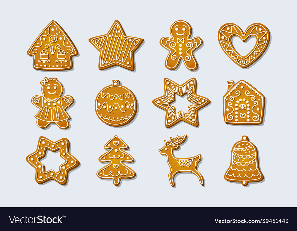Christmas gingerbread cookies winter holiday Vector Image