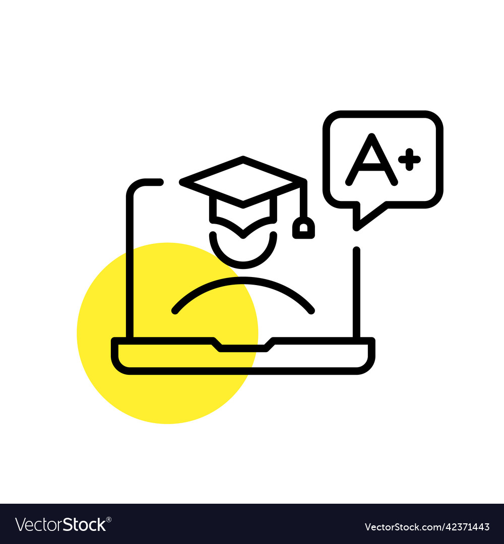 Distance learning icon student receiving a grades Vector Image