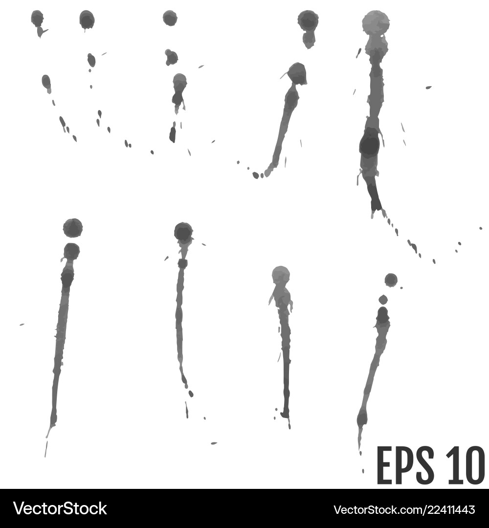 Grey drops paint and stains ink blots ink Vector Image