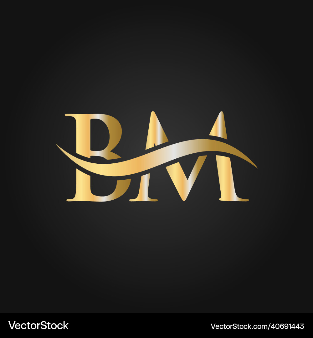Letter bm logo sign design template b m Royalty Free Vector