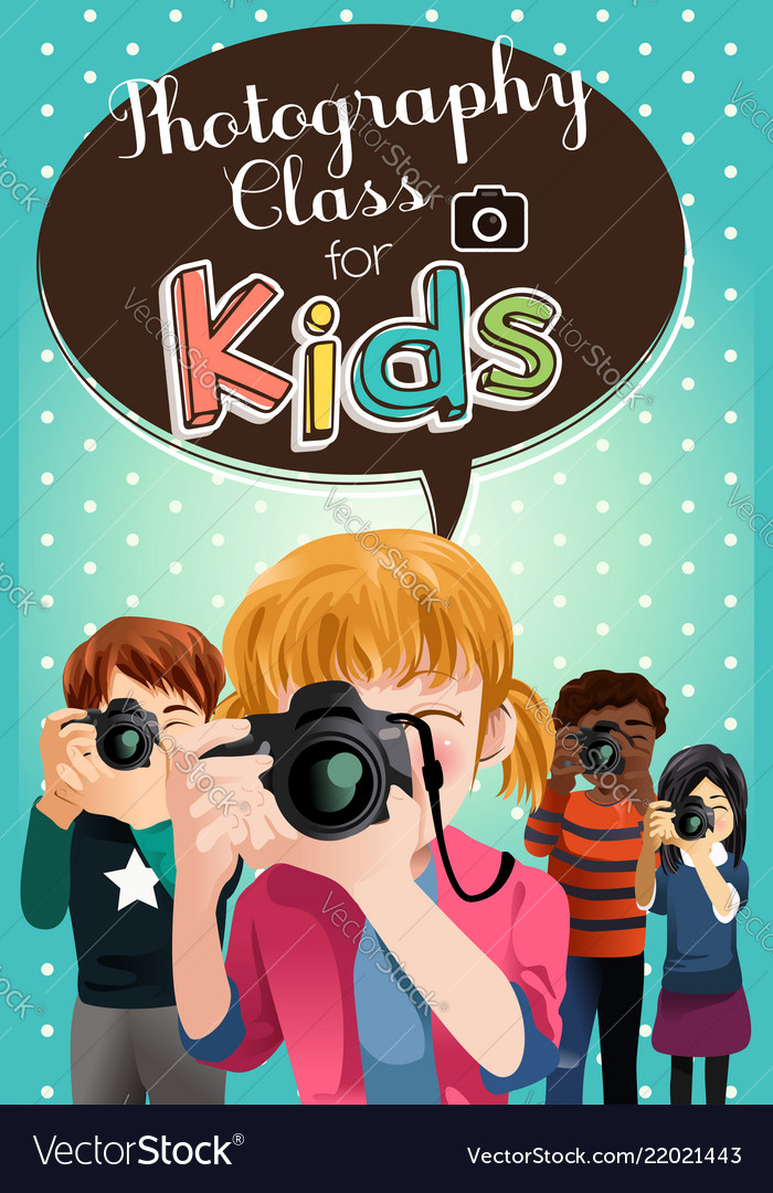 Photography class for kids poster Royalty Free Vector Image