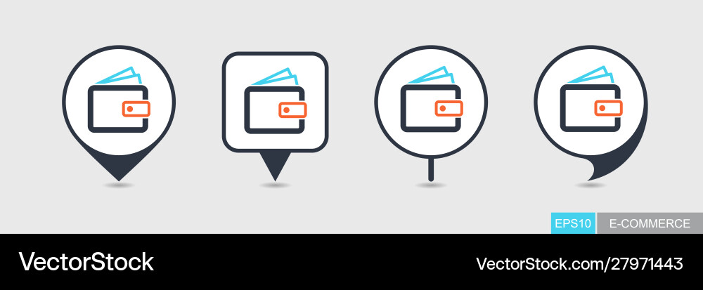 Purse pin map icon wallet sign Royalty Free Vector Image