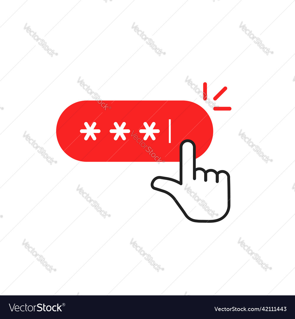 Red password button with hand pointer Royalty Free Vector