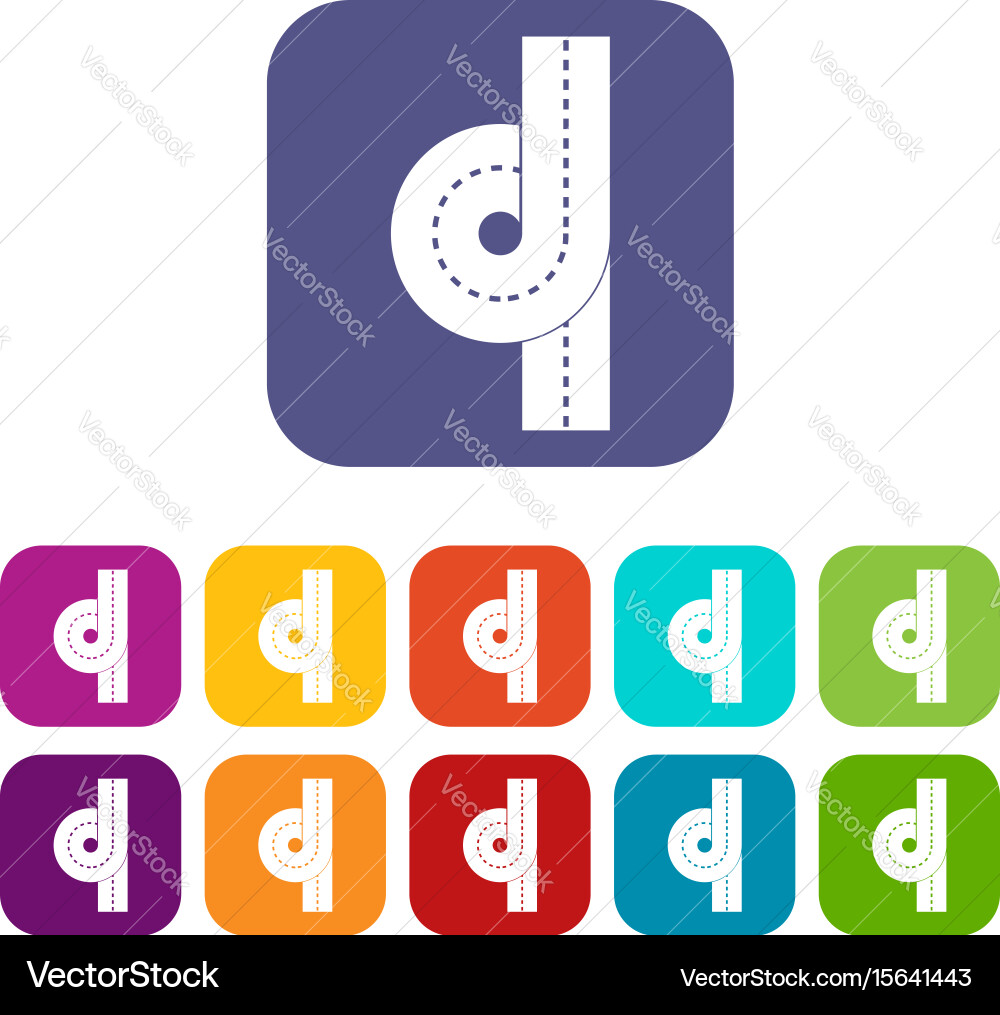 Road junction icons set flat Royalty Free Vector Image