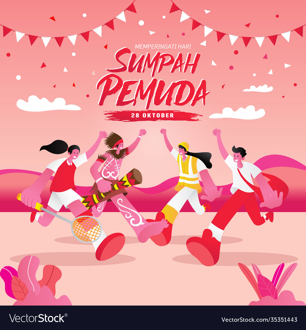 Selamat hari sumpah pemuda translation happy Vector Image